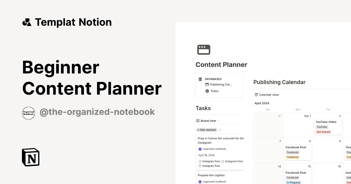 Templat Beginner Content Planner | Notion Marketplace