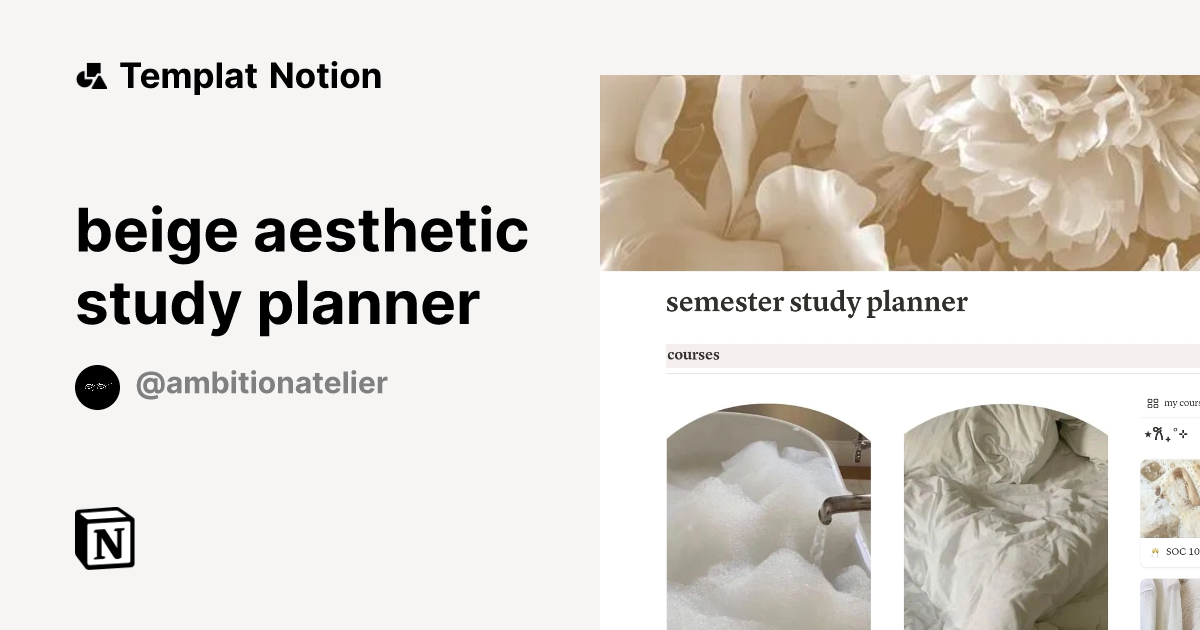 beige aesthetic study planner Templat oleh ambition atelier | Notion ...