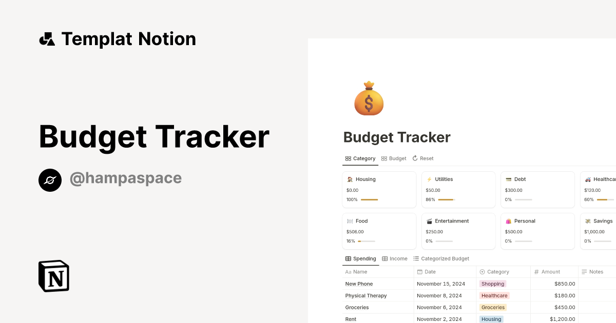 Templat Budget Tracker | Notion Marketplace