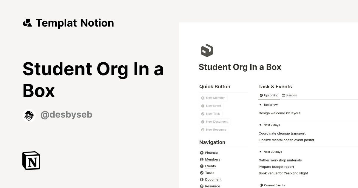 Templat Student Org In a Box | Notion Marketplace