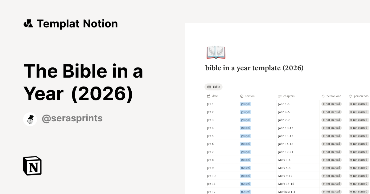 The Bible in a Year (2026) Templat oleh serasprints | Notion Marketplace