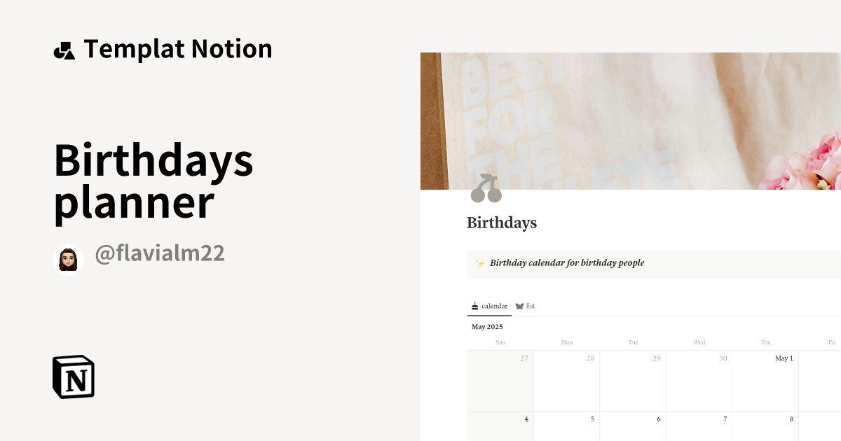 Templat Birthdays planner | Notion Marketplace