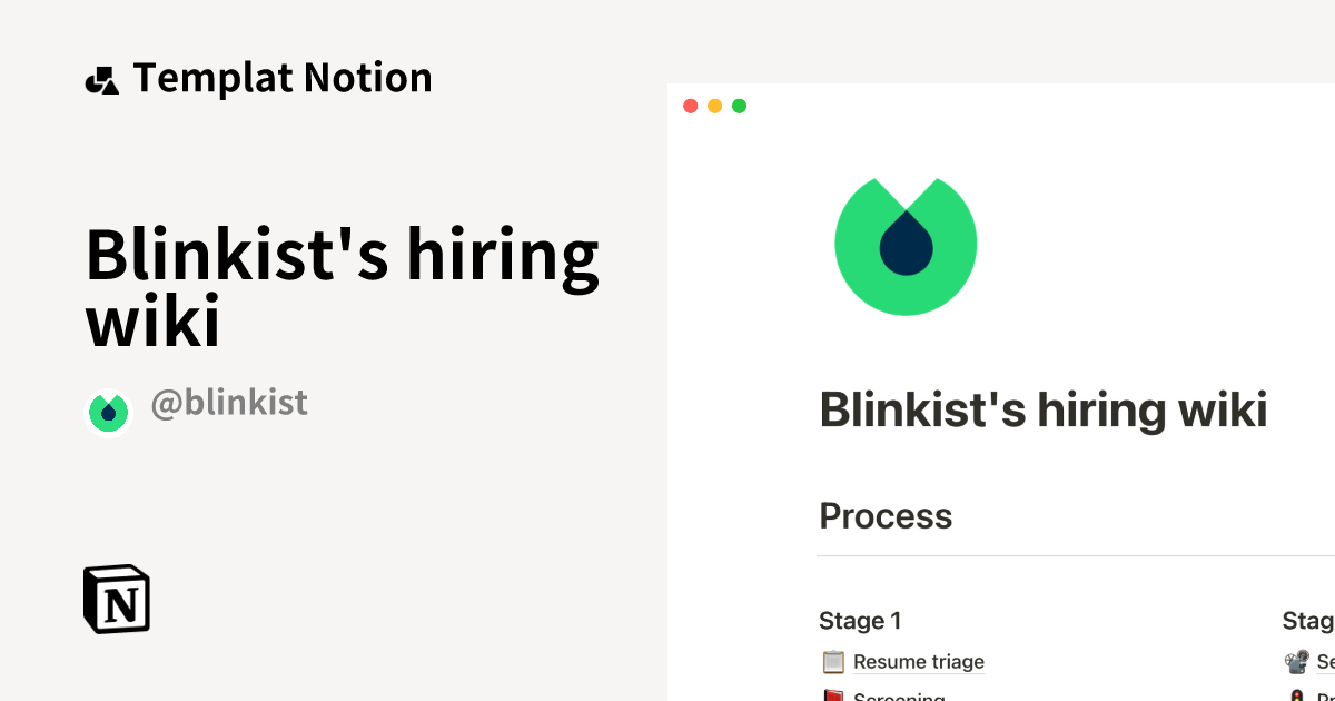 Templat Blinkist's hiring wiki | Notion Marketplace