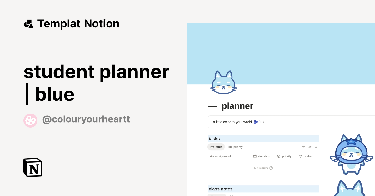 Templat student planner | blue | Notion Marketplace