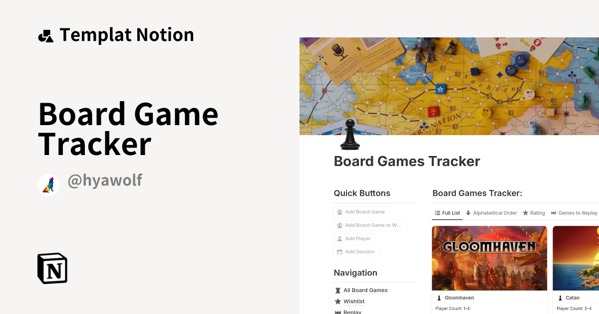 Board Game Tracker Templat oleh Hyawolf | Notion Marketplace