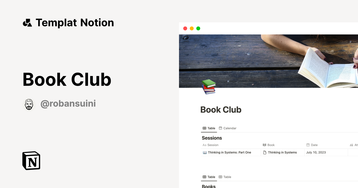 Book Club Templat oleh Roberto Ansuini | Notion Marketplace