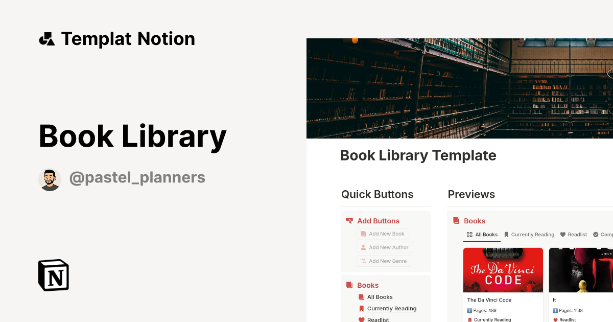Templat Book Library | Notion Marketplace