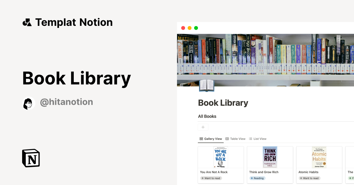 Templat Book Library | Notion Marketplace