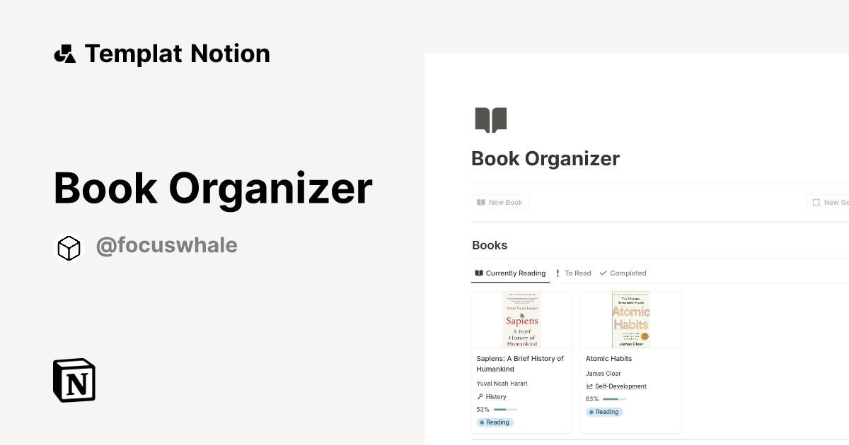 Templat Book Organizer | Notion Marketplace