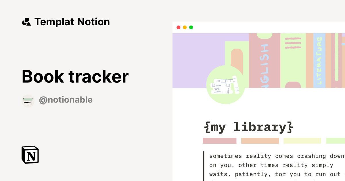 Book tracker Templat oleh Notionable | Notion Marketplace