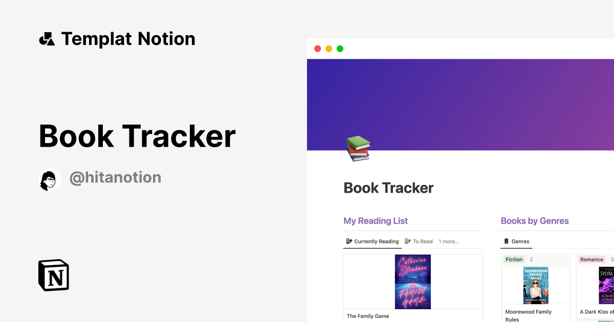 Book Tracker Templat oleh HitaNotion | Notion Marketplace