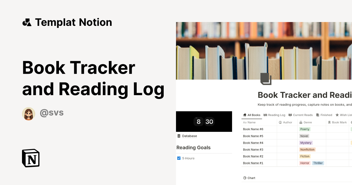 Templat Book Tracker and Reading Log | Notion Marketplace