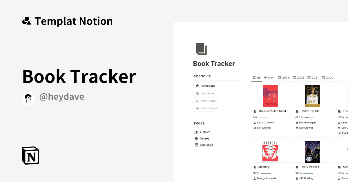 Templat Book Tracker | Notion Marketplace