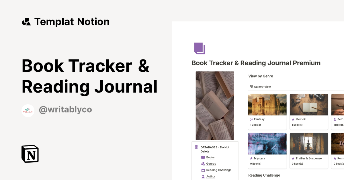 Book Tracker & Reading Journal Templat oleh writably | Notion Marketplace