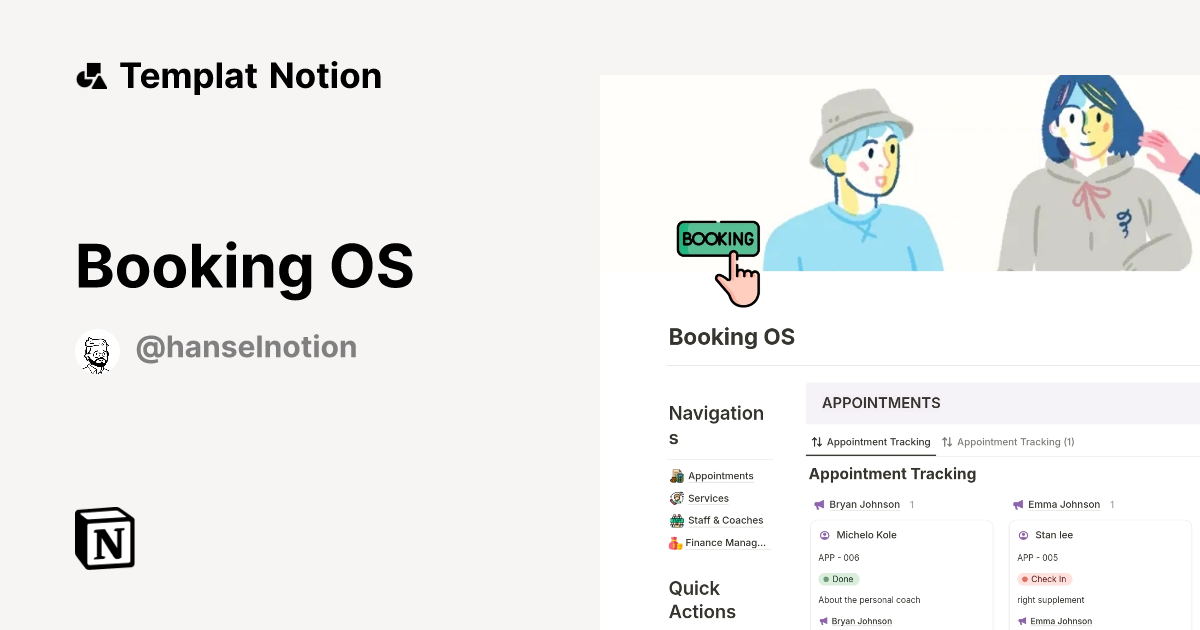 Booking OS Templat oleh Hansel Systems | Notion Marketplace