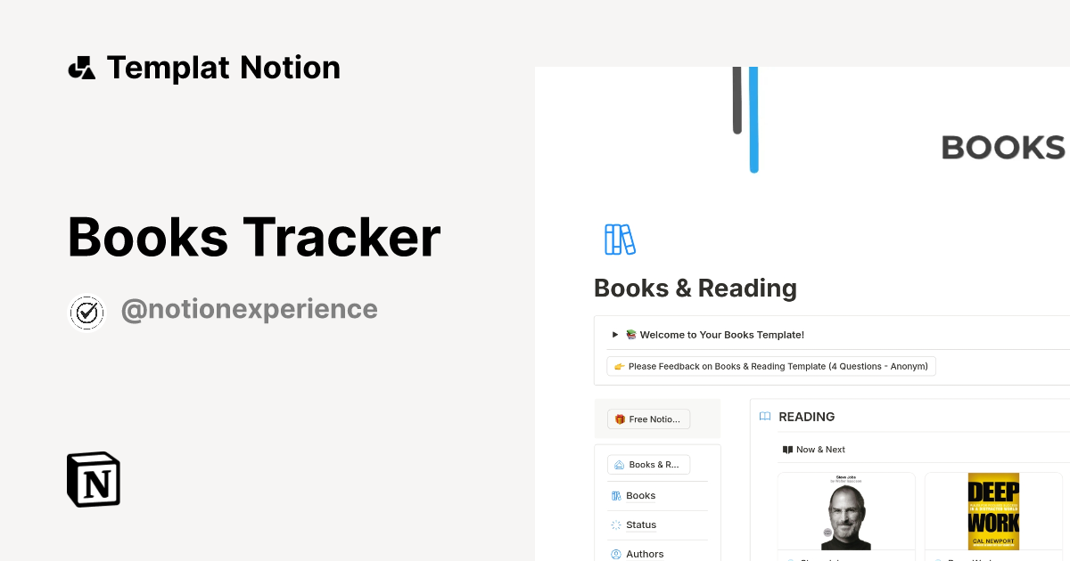 Books Tracker Templat oleh The Notion Experience | Notion Marketplace