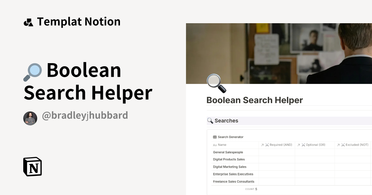 Templat 🔎 Boolean Search Helper | Notion Marketplace