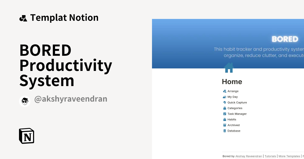 Templat BORED Productivity System | Notion Marketplace