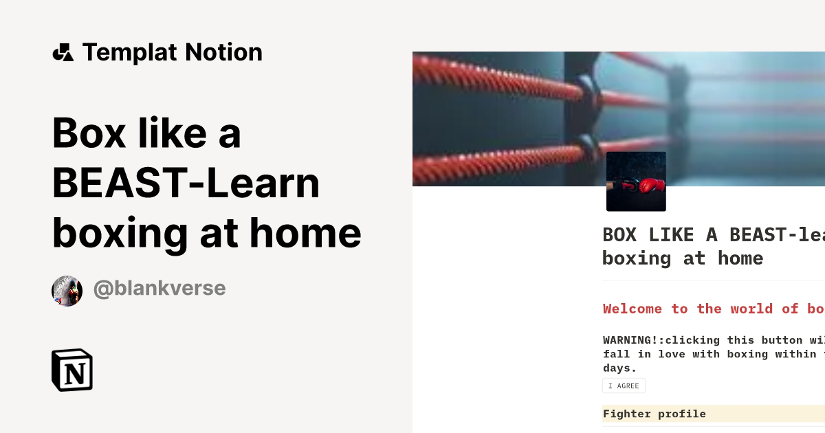 Templat Box like a BEAST-Learn boxing at home | Notion Marketplace