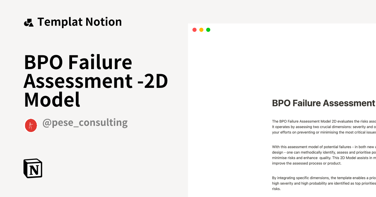 Templat BPO Failure Assessment -2D Model | Notion Marketplace