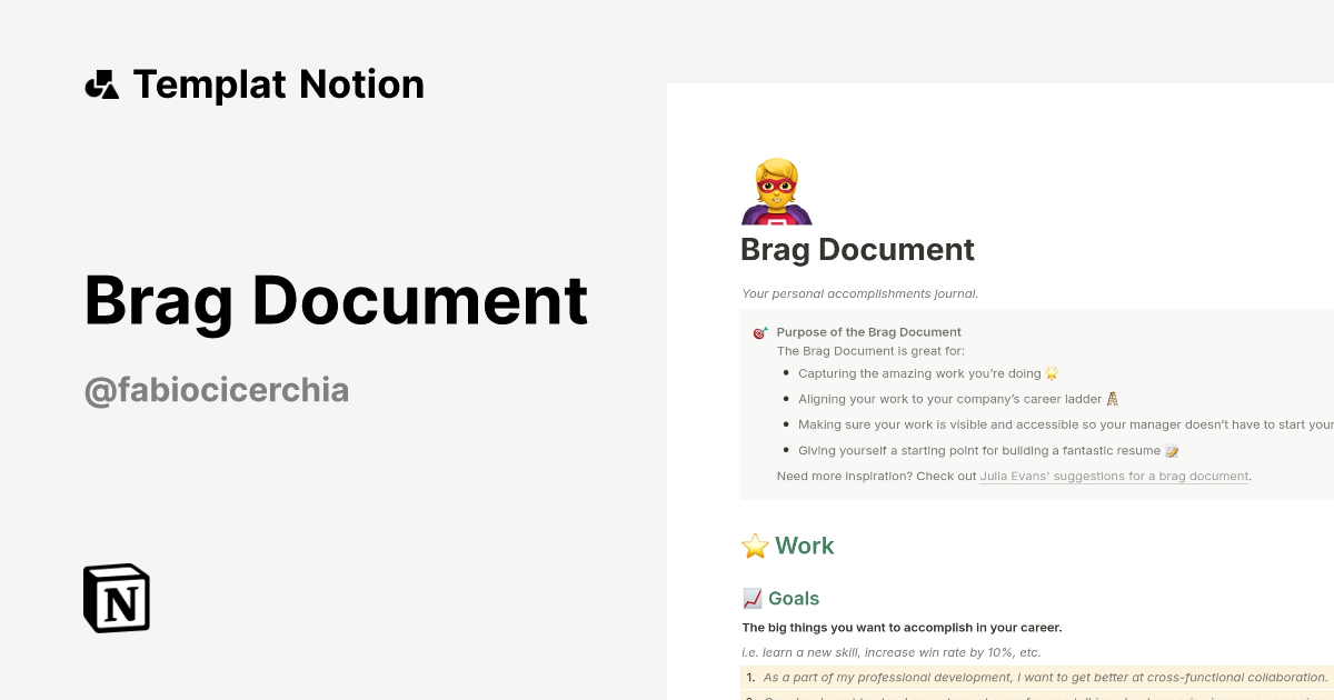 Templat Brag Document | Notion Marketplace