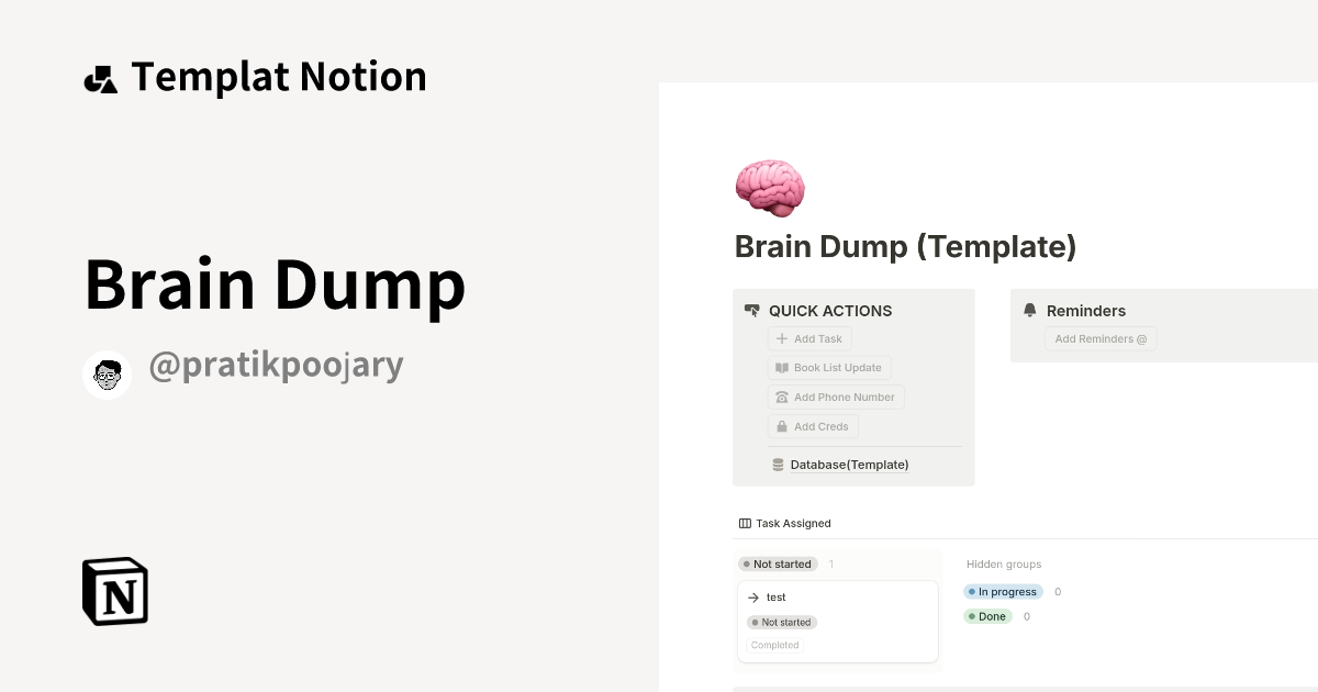 Brain Dump Templat oleh Pratik Poojary | Notion Marketplace