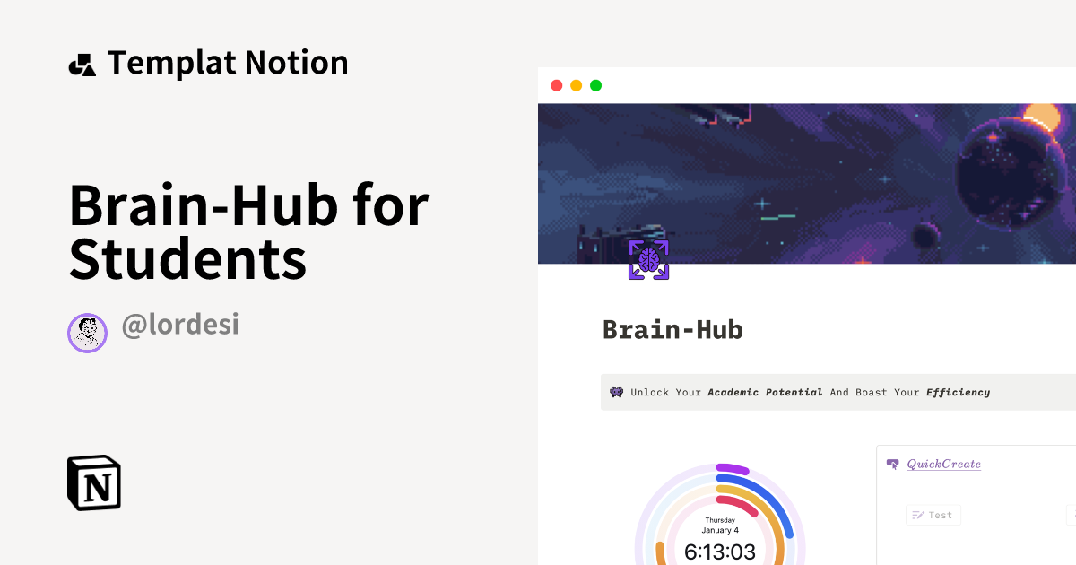 Templat Brain-Hub for Students | Notion Marketplace