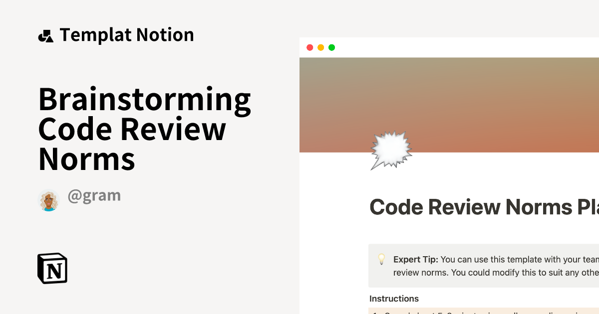 Templat Brainstorming Code Review Norms | Notion Marketplace