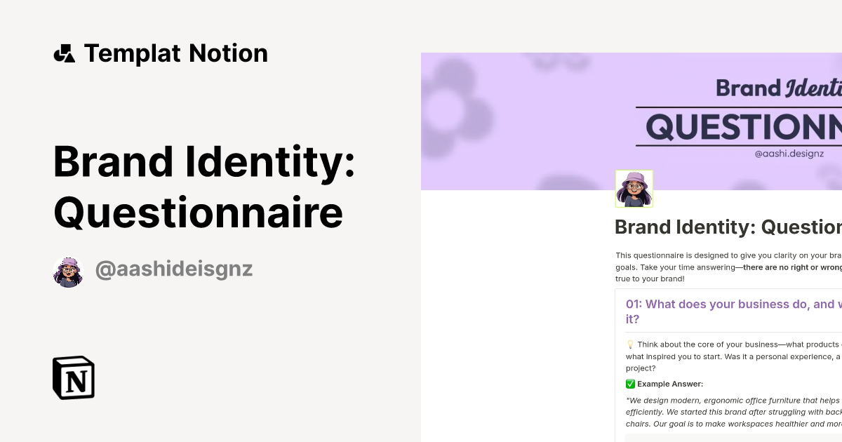 Templat Brand Identity: Questionnaire | Notion Marketplace