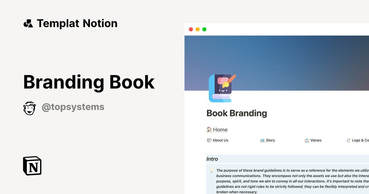 Branding Book Templat oleh TopSystems.io | Notion Marketplace
