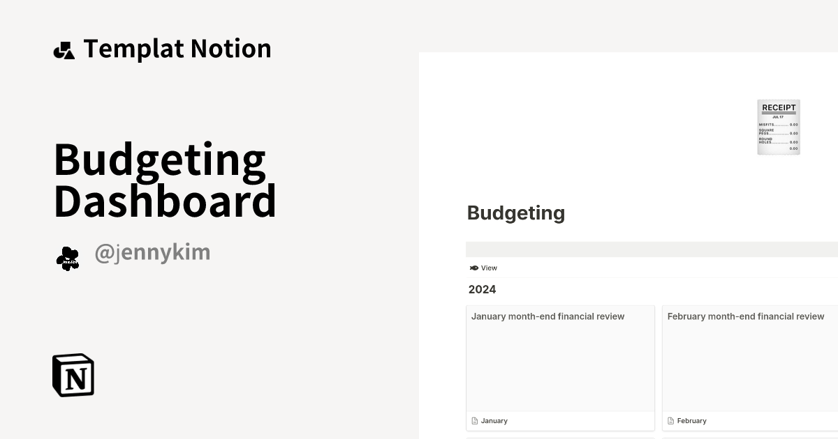 Templat Budgeting Dashboard | Notion Marketplace