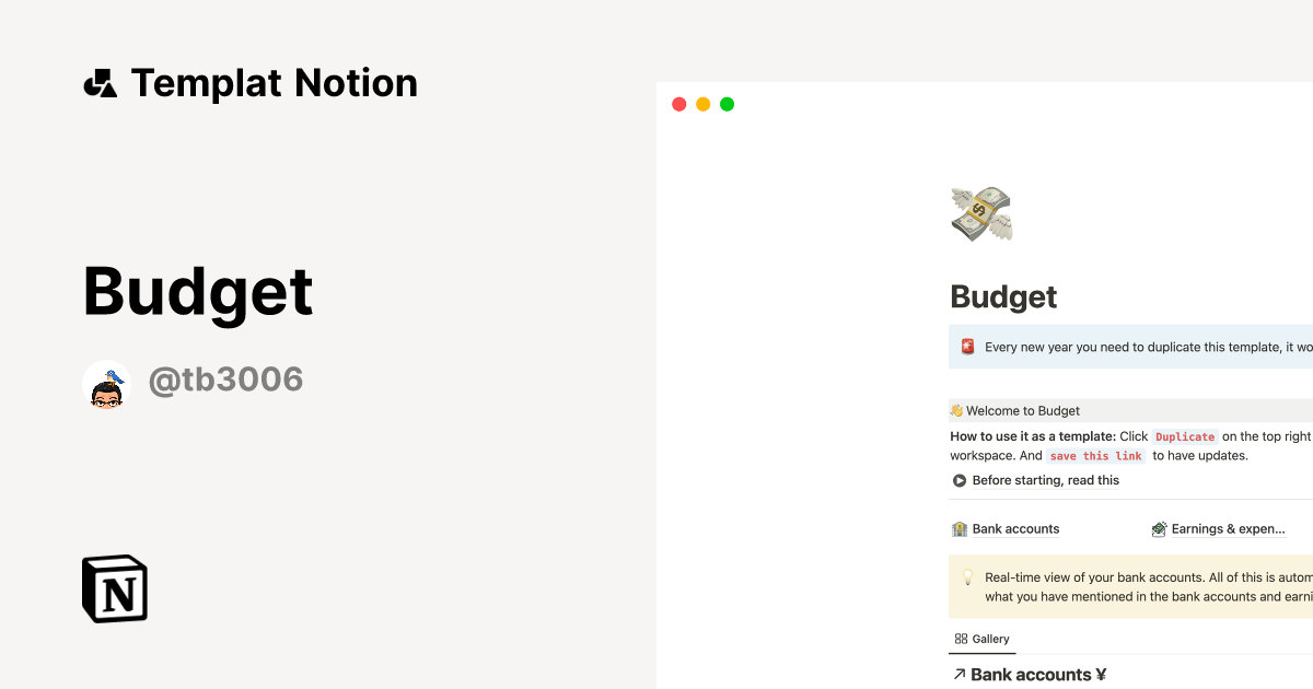 Budget Templat oleh Thomas | Notion Marketplace