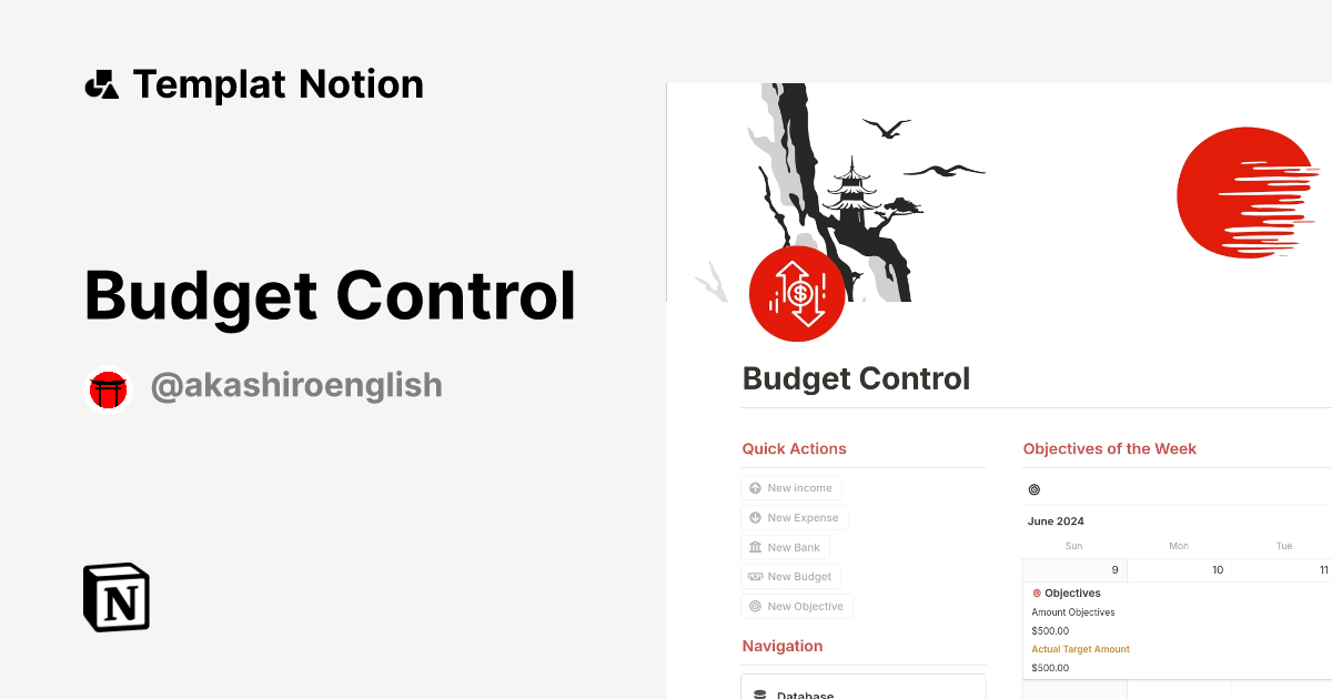 Budget Control Templat oleh Akashiro | English | Notion Marketplace