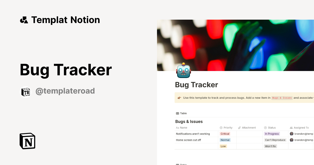 Templat Bug Tracker | Notion Marketplace