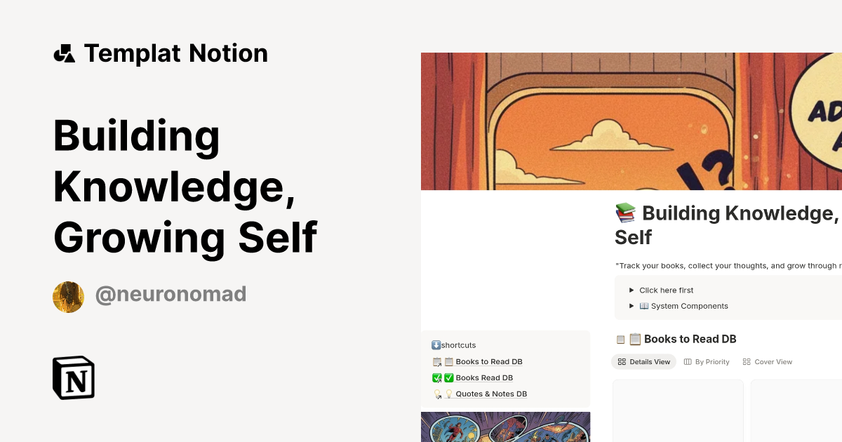 Templat Building Knowledge, Growing Self | Notion Marketplace