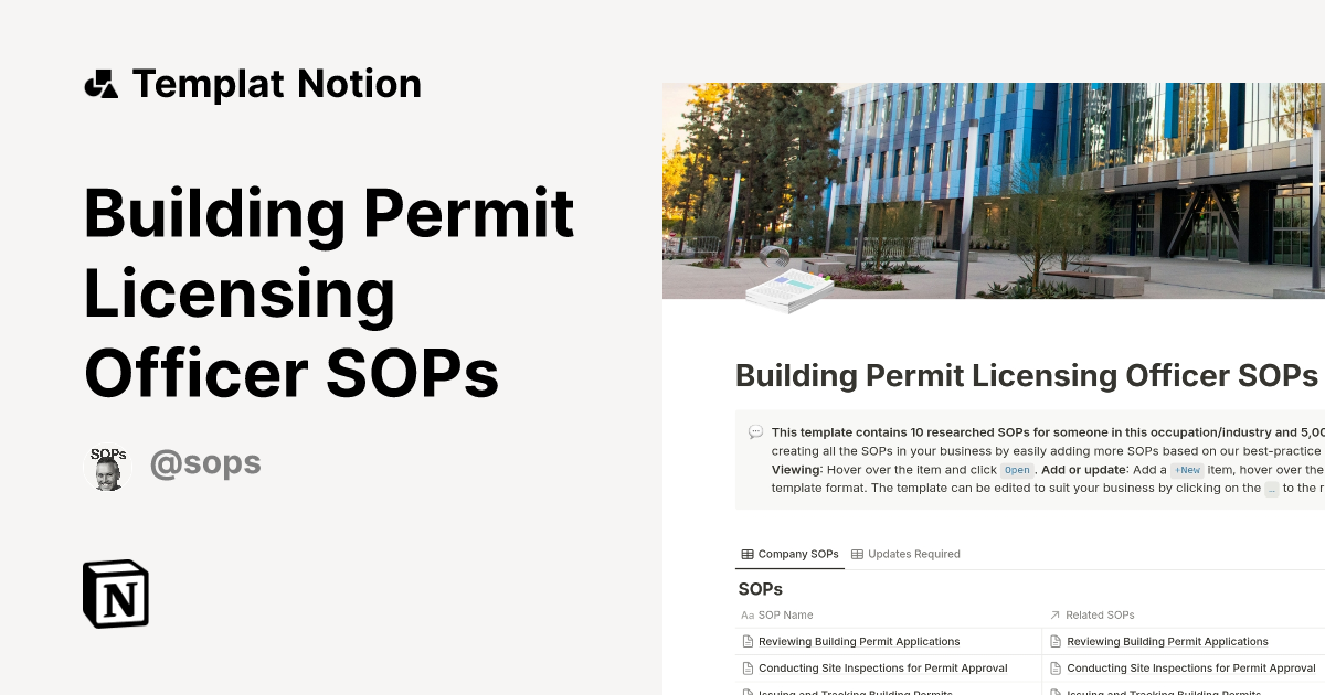 Templat Building Permit Licensing Officer SOPs | Notion Marketplace