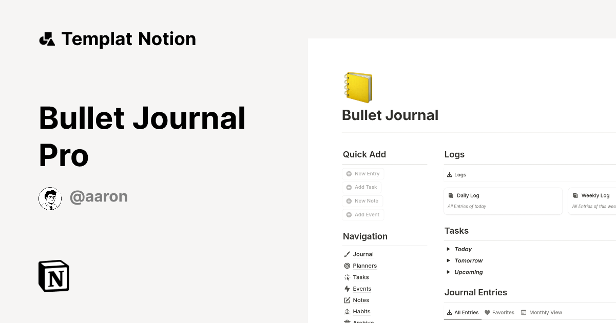 Templat Bullet Journal Pro | Notion Marketplace