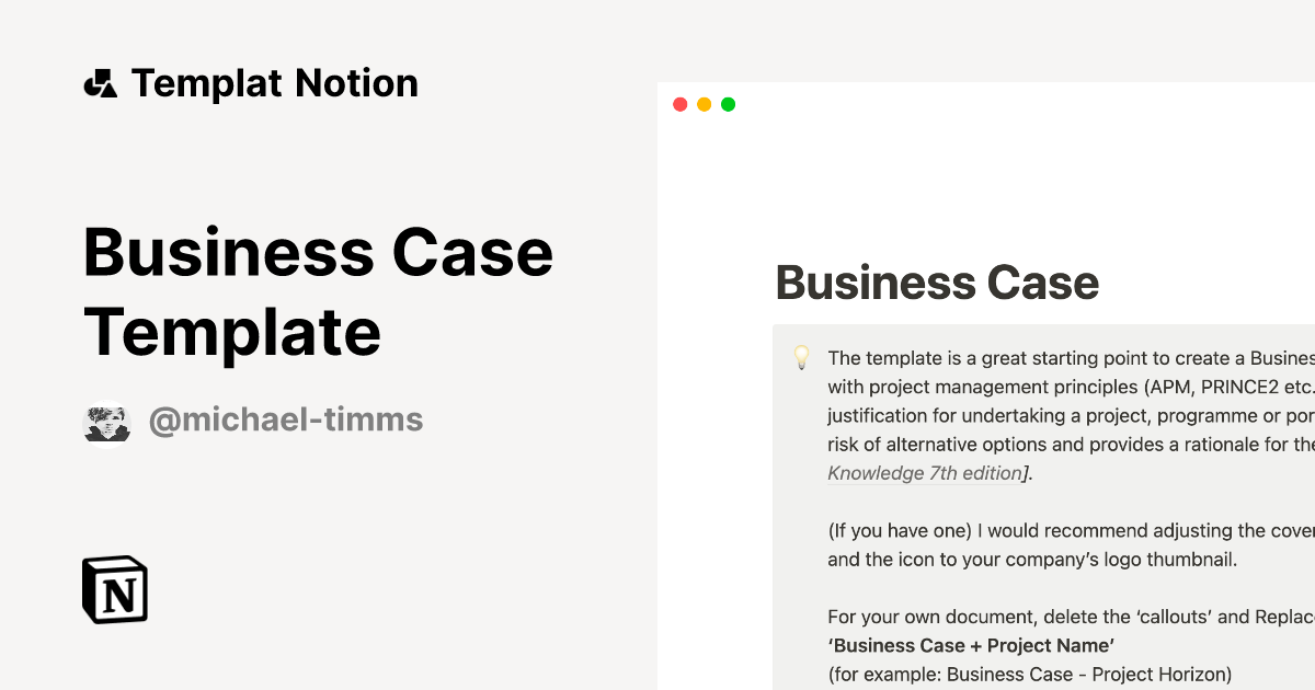 Templat Business Case Template | Notion Marketplace