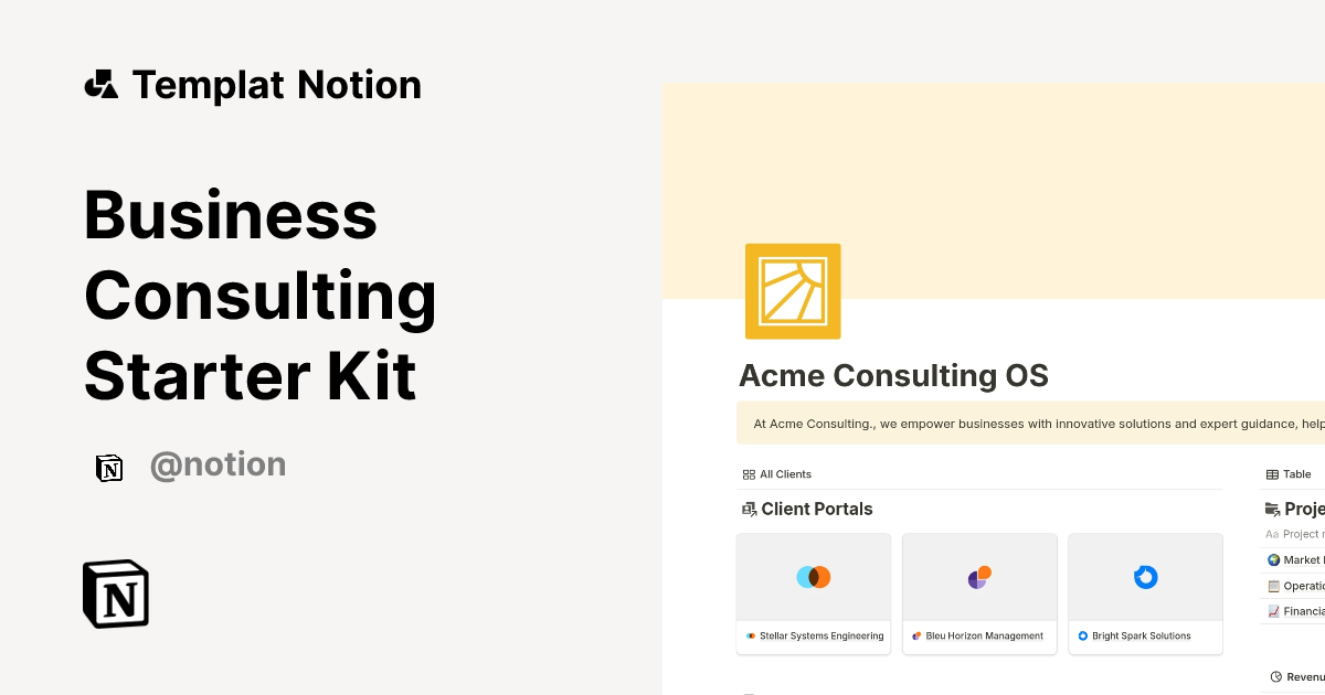 Templat Business Consulting Starter Kit 2026 | Notion Marketplace