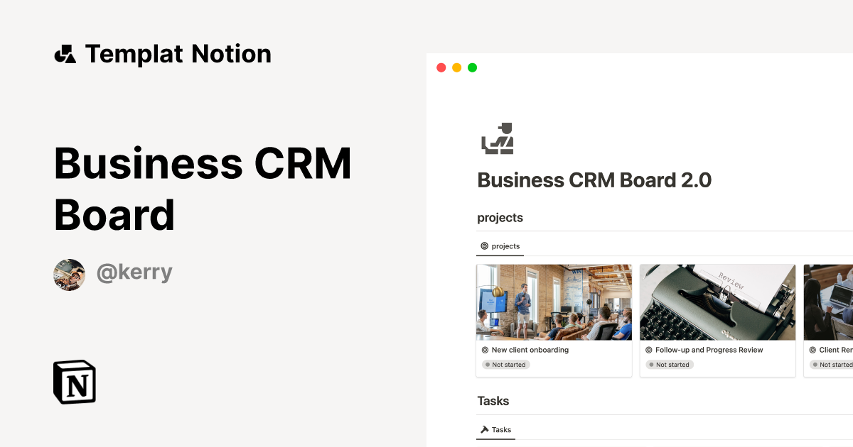 Business CRM Board Templat oleh Edun Kerry | Notion Marketplace