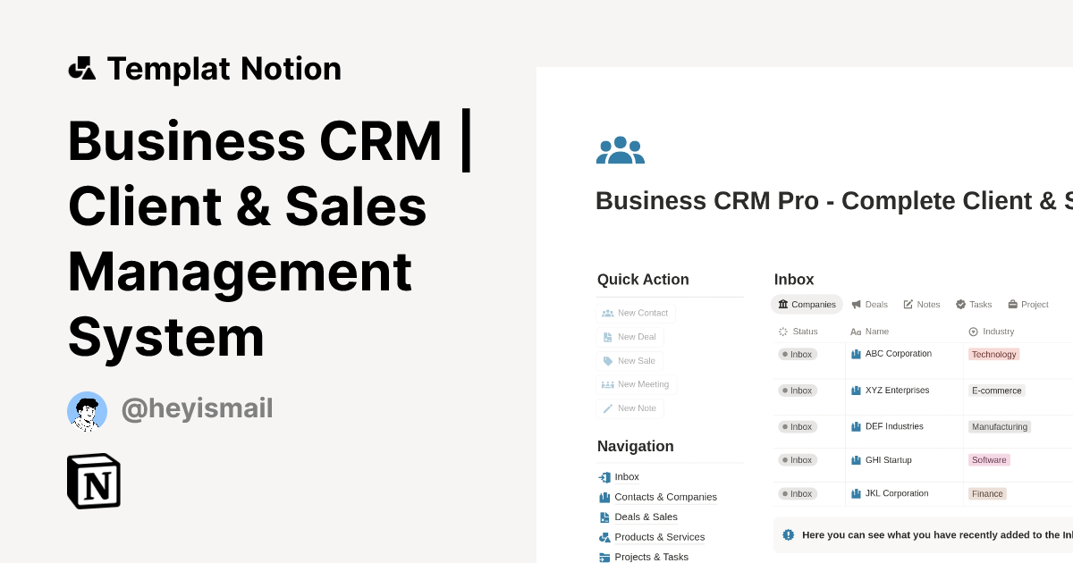 Templat Business CRM | Client & Sales Management System | Notion ...