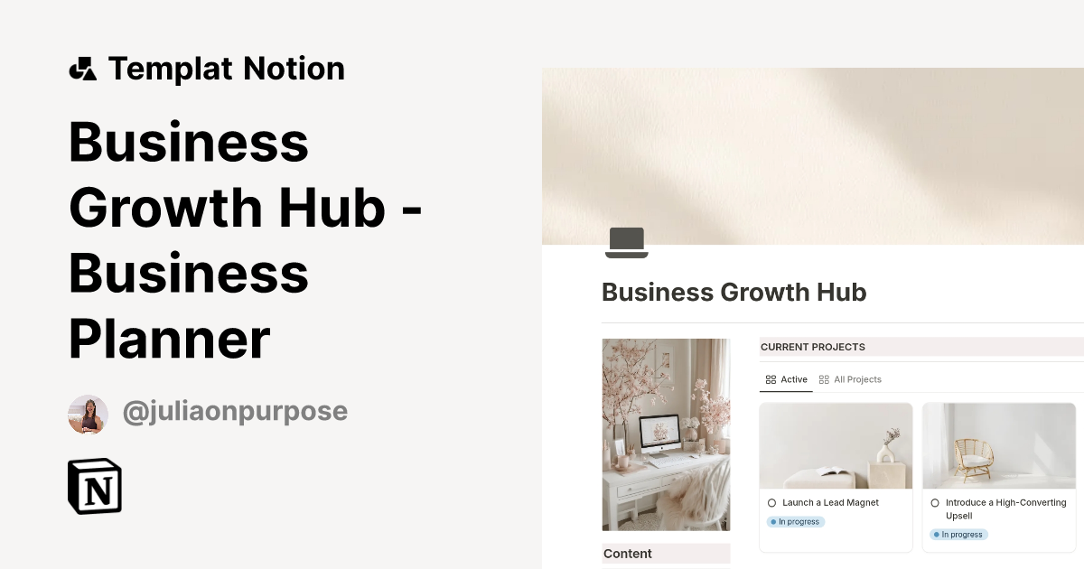 Business Growth Hub - Business Planner Templat oleh Julia On Purpose | Notion Marketplace