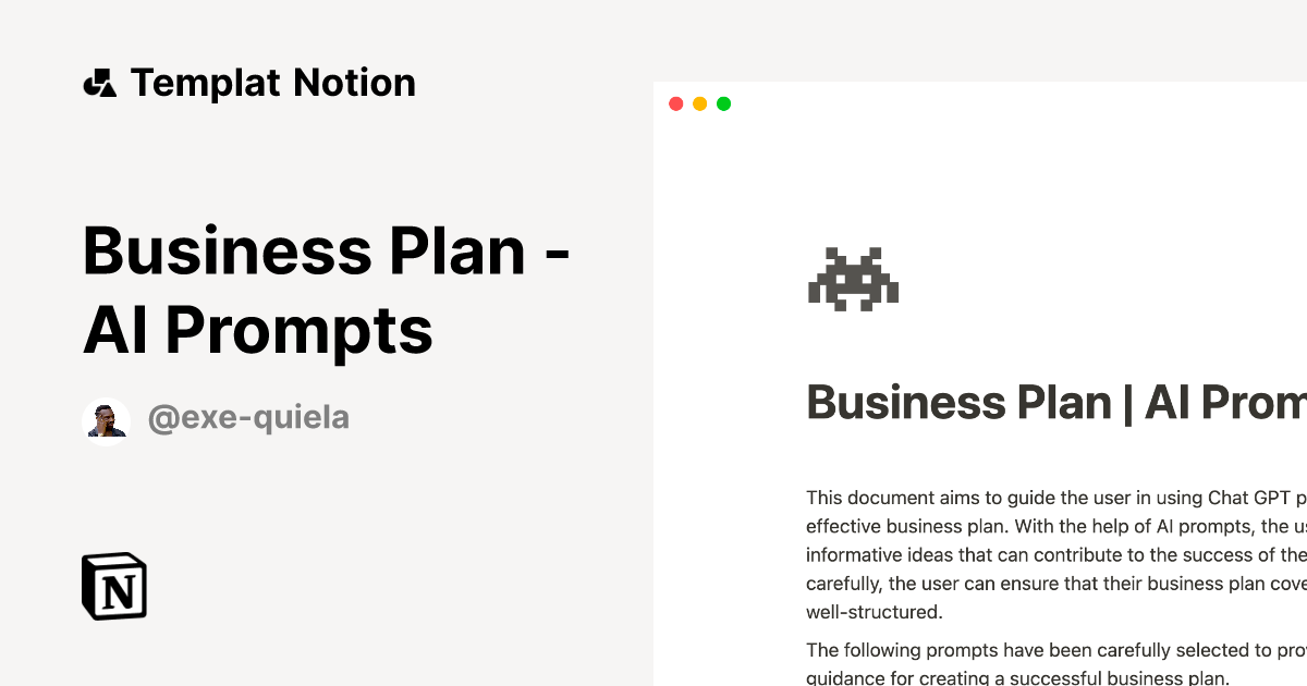 Templat Business Plan - AI Prompts | Notion Marketplace