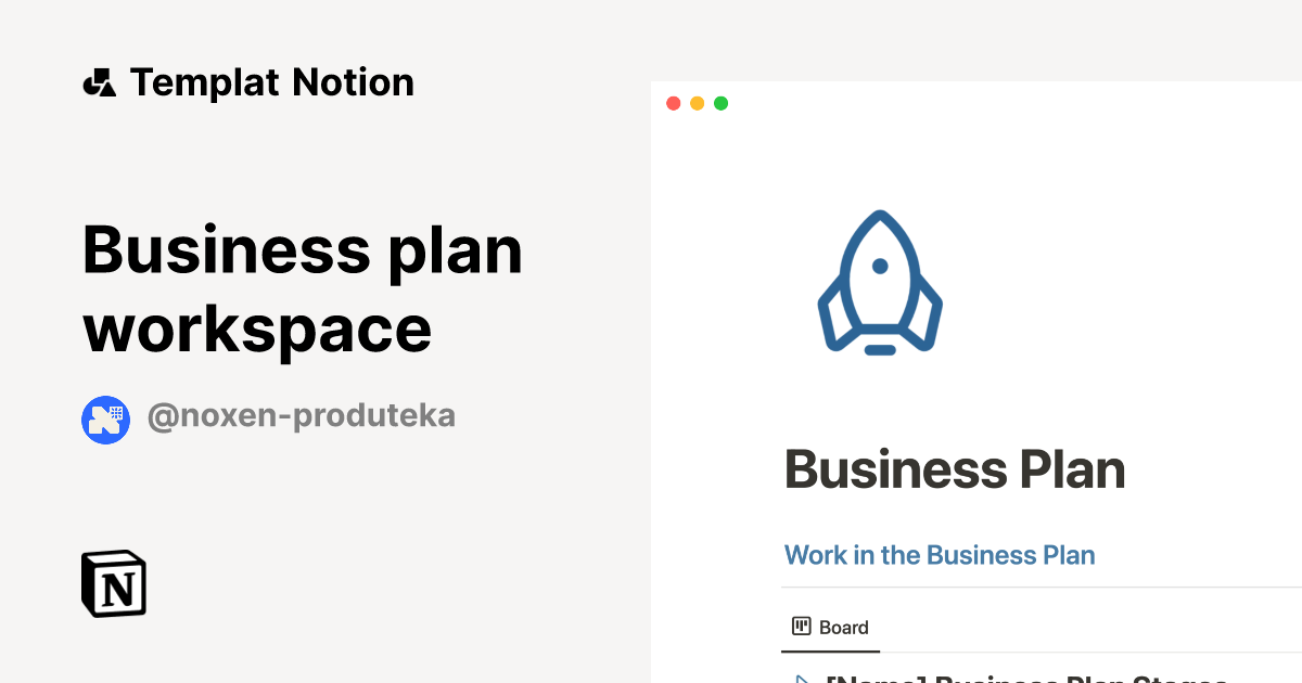 Business plan workspace Templat oleh noxen+produteka | Notion Marketplace