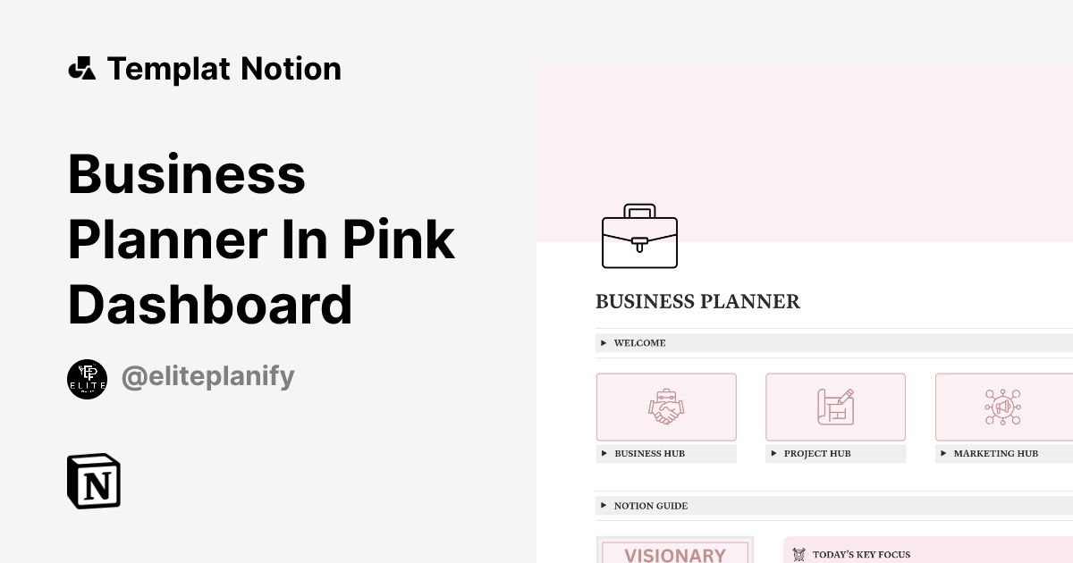 Business Planner In Pink Dashboard Templat oleh Elite Planify | Notion ...
