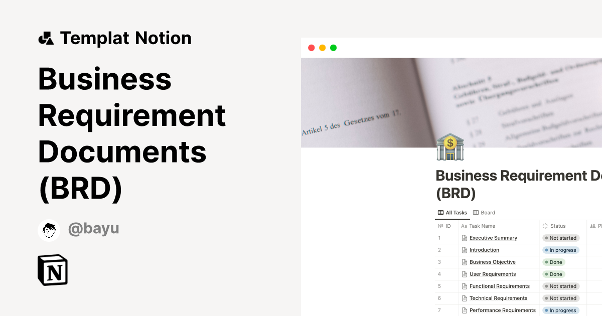 Business Requirement Documents (BRD) Templat oleh Bayu Herdiawan | Notion Marketplace