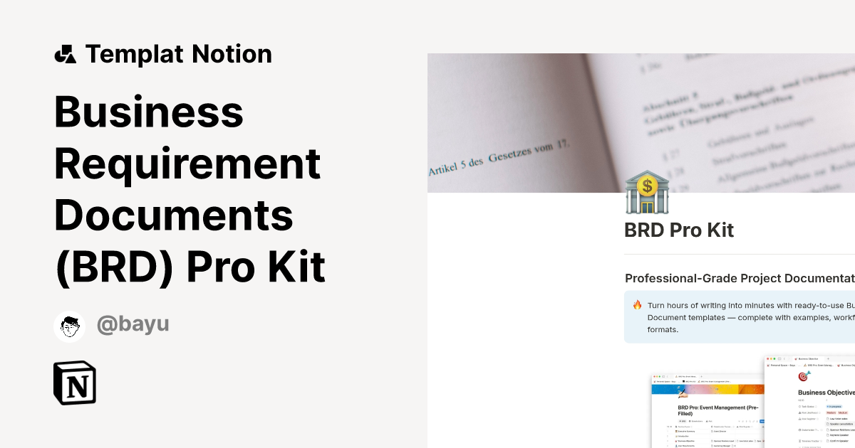 Templat Business Requirement Documents (BRD) Pro Kit | Notion Marketplace