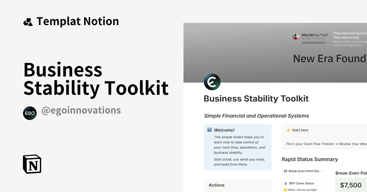 Templat Business Stability Toolkit | Notion Marketplace