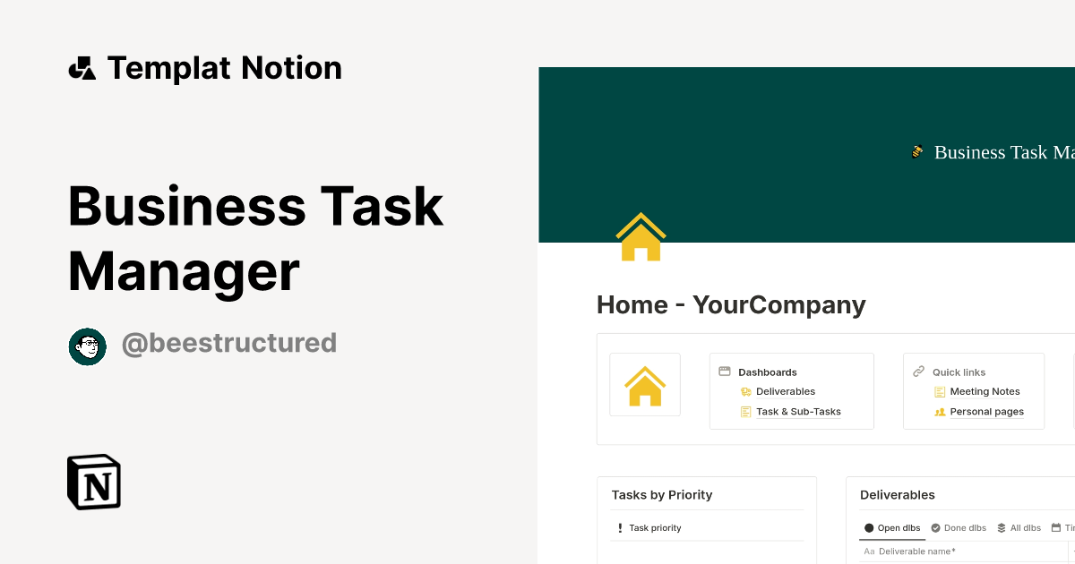 Templat Business Task Manager | Notion Marketplace