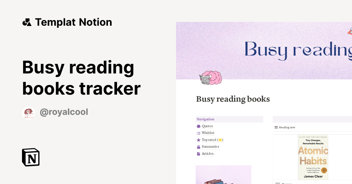Templat Busy reading books tracker | Notion Marketplace